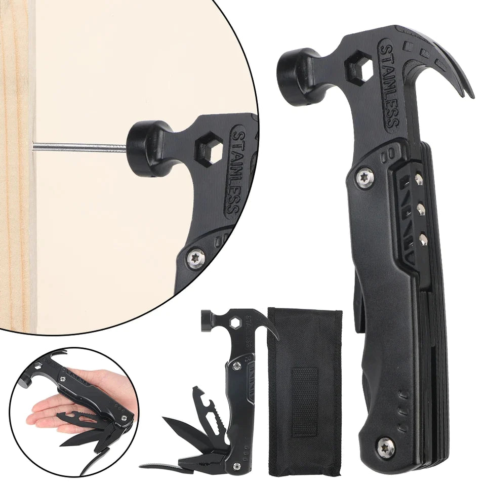 19‑in‑1 Multi Tool Hammer – Folding Pliers, Knife, Screwdriver & Survi ...